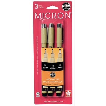 Sakura Micron Pigma - 3/PK Black, Assorted – Barratt's Office Pro